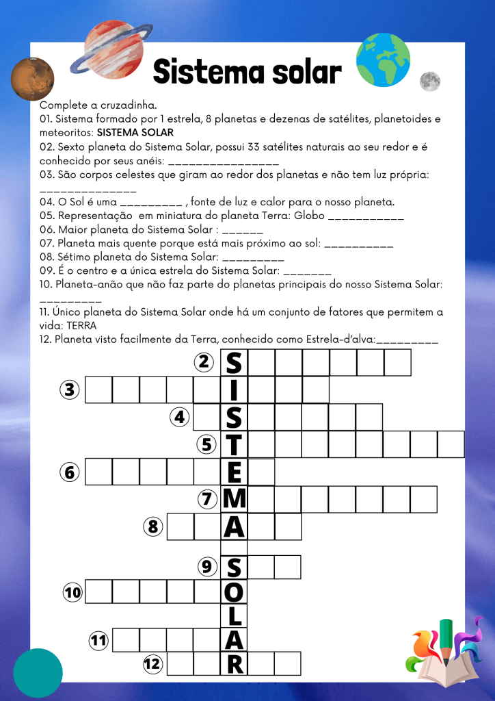 Atividades sobre os planetas do sistema solar 4º e 5º ano